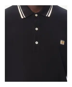 Valentino Garavani Logo Embroidered Straight Hem Polo Shirt - Black