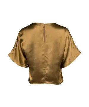 YVES SALOMON Cropped Satin T-shirt