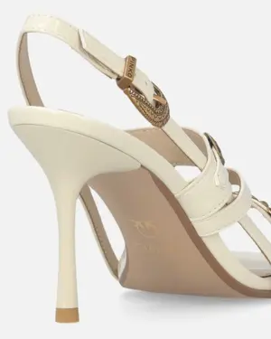 Pinko Open Toe Stiletto Sandals With Buckles - Nude