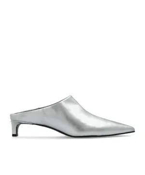 JIL SANDER Pointed Toe Slip-on Kitten Heel Sandals - Silver