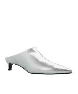 JIL SANDER Pointed Toe Slip-on Kitten Heel Sandals - Silver