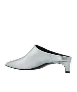 JIL SANDER Pointed Toe Slip-on Kitten Heel Sandals - Sliver
