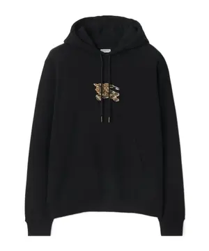 Burberry Checked Drawstring Hoodie - Black