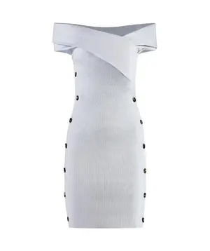 Philosophy Di Lorenzo Serafini Off-shoulder Striped Mini Dress - Gray