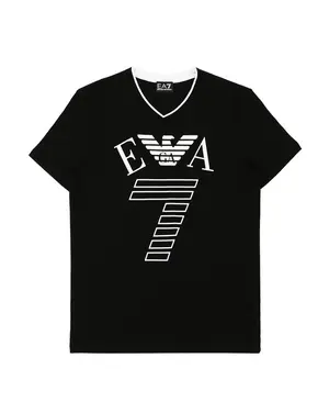 EA7 Logo T-shirt With Round Neck - Black