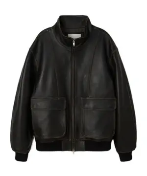 DUNST Long-sleeved Leather Jacket - Brushedblack