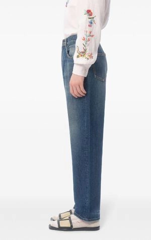 Valentino Garavani Logo Patch Straight Leg Jeans