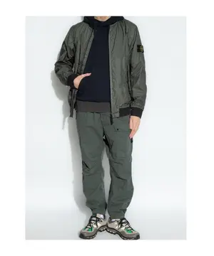 Stone Island Logo Patch Drawstring Hoodie - Blue