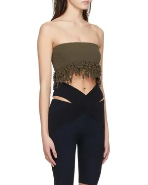 DION LEE Crocheted Bandeau Top With Tassel Detail