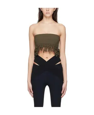 DION LEE Crocheted Bandeau Top With Tassel Detail