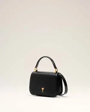 AMI Paris Logo Plaque Foldover Top Shoulder Bag - Black
