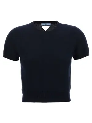 Prada Cropped Jumper With Back Cut-out Logo