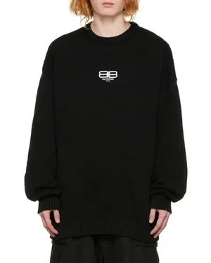 Balenciaga Bb Paris Icon Logo Embroidered Knit Jumper