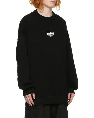 Balenciaga Bb Paris Icon Logo Embroidered Knit Jumper