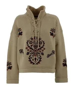 Etro Embroidered Lace-up Sweater - Multicolor