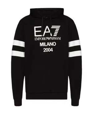 EA7 Logo-print Cotton Hoodie