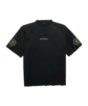 Balenciaga Logo Embroidered Crewneck T-shirt - Black
