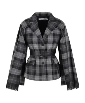 Dior Plaid Belted Jacket With Tassel Detail