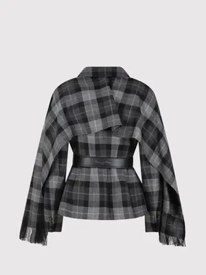 Dior Plaid Belted Jacket With Tassel Detail