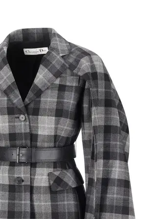 Dior Plaid Belted Jacket With Tassel Detail