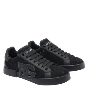 Dolce & Gabbana Lace-up Sneakers With Logo Detail - Black