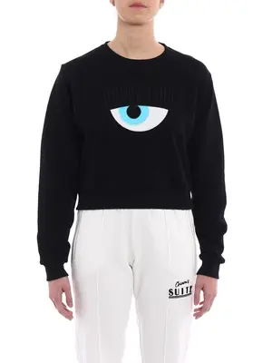 CHIARA FERRAGNI Round-neck Long-sleeve Hoodie With Eye Embroidery