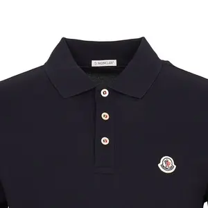 Moncler Logo Patch Short-sleeved Polo Shirt - Dark Blue