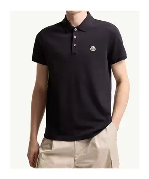 Moncler Logo Patch Short-sleeved Polo Shirt - Dark Blue
