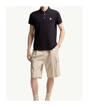 Moncler Logo Patch Short-sleeved Polo Shirt - Dark Blue