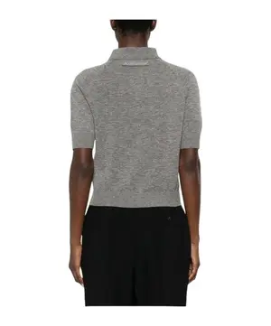 Victoria Beckham Logo Embroidered Polo Top