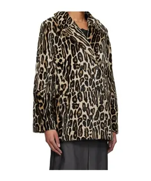 RE/DONE Leopard Shearling Peacoat