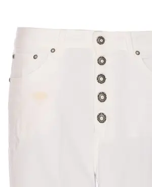 DONDUP Buttoned Straight Leg Trousers - White