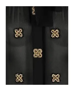 Saint Laurent Logo Embroidered Silk Blouse