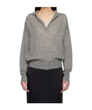 TOM FORD Cashmere Blend Long-sleeved Polo Shirt - Grey