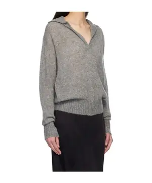 TOM FORD Cashmere Blend Long-sleeved Polo Shirt - Grey