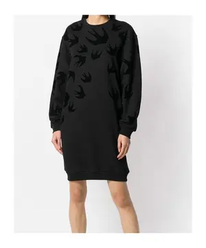 Alexander McQueen Swallow Print Sweatshirt Dress