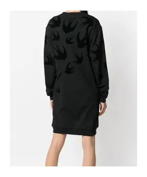 Alexander McQueen Swallow Print Sweatshirt Dress