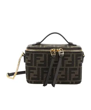 Fendi Vanity Jacquard Ff Top Handle Bag - Black