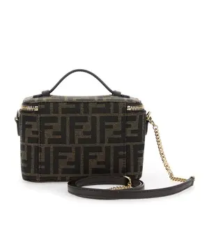 Fendi Vanity Jacquard Ff Top Handle Bag - Black