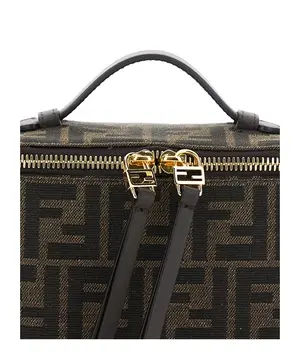 Fendi Vanity Jacquard Ff Top Handle Bag - Black