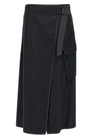 Brunello Cucinelli Wrap Midi Skirt