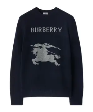 Burberry Logo Detailed Crewneck Jumper - Navy