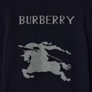 Burberry Logo Detailed Crewneck Jumper - Navy