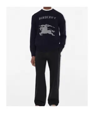 Burberry Logo Detailed Crewneck Jumper - Navy
