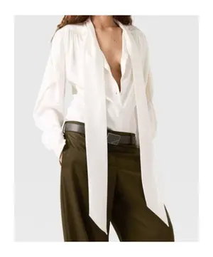 Stella McCartney Tie Neck Long Sleeve Shirt With Shoulder Pads