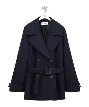 Loewe Double-breasted Belted Coat - Navy
