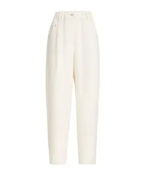Brunello Cucinelli Elasticated Waist Straight Leg Trousers - Ivory