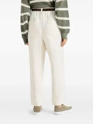 Brunello Cucinelli Elasticated Waist Straight Leg Trousers - Ivory