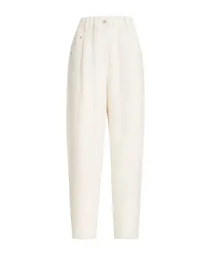 Brunello Cucinelli Elasticated Waist Straight Leg Trousers - Ivory