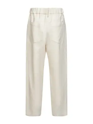 Brunello Cucinelli Elasticated Waist Straight Leg Trousers - Ivory